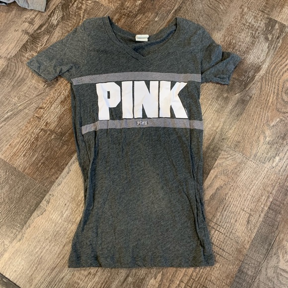 Tops | Vs Pink Grey V Neck Shirt | Poshmark